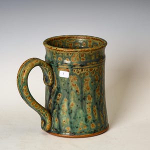 Ceramic Tea or Coffee Mug in Green Glaze, Handmade Stoneware Pottery ...