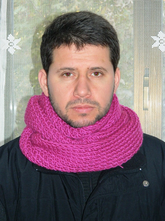 Items similar to Pink Scarf,Knit infinity Men Scarf. infinity scarf ...