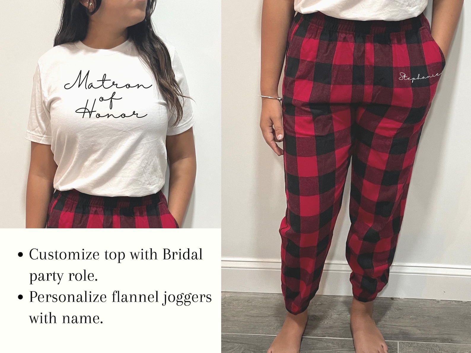 Custom Flannel Pajama Pants Set: Bridesmaid Getting Ready Outfit - Etsy