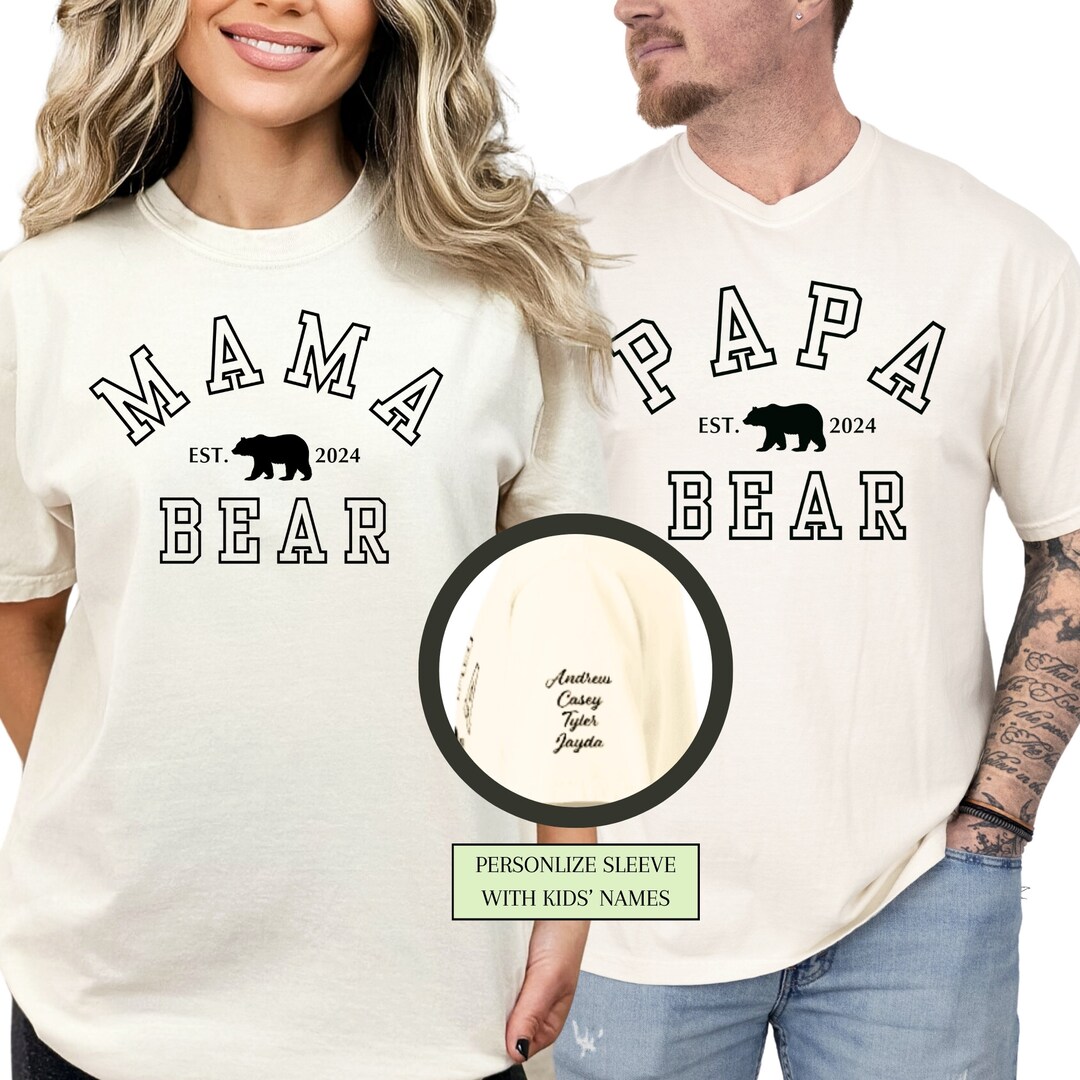 Mom and Dad Matching Shirts With Kids Names on Sleeve, Personalized ...