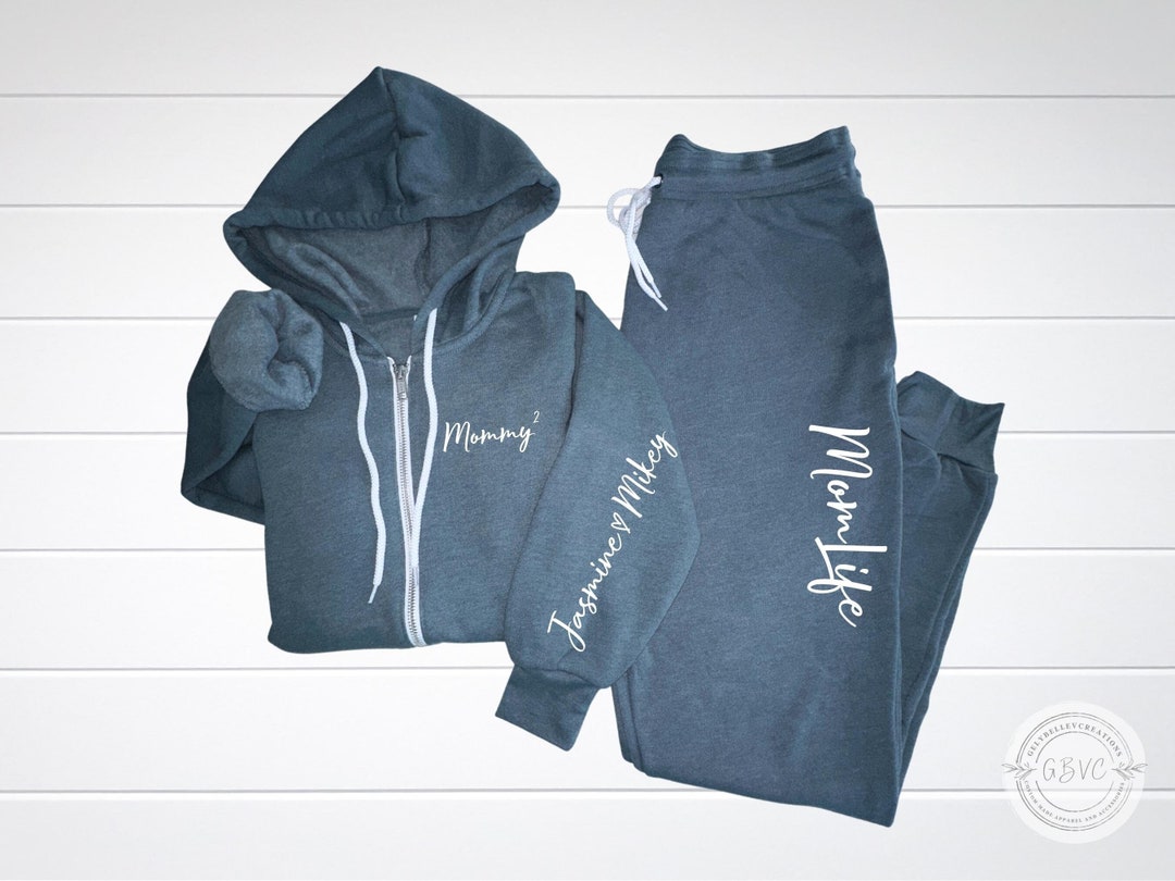 Personalized Mama Sweatsuit: Zip up Hoodie & Joggers Set - Etsy