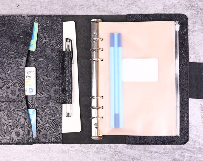 Size A5 / A6 / A7 6 Ring Leather Refillable Planner Binder, Travelers ...