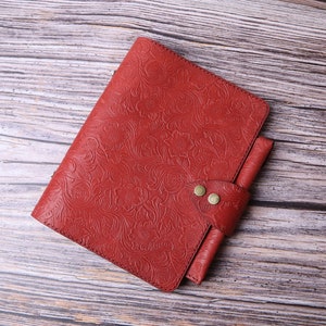 6 Rings Red Embossed Leather Size A5 / A6 / A7 Closure Travelers ...