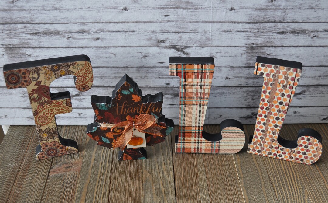 Fun Set of Wooden fall Letters for Seasonal Fall Decor With Autumn Leaf ...