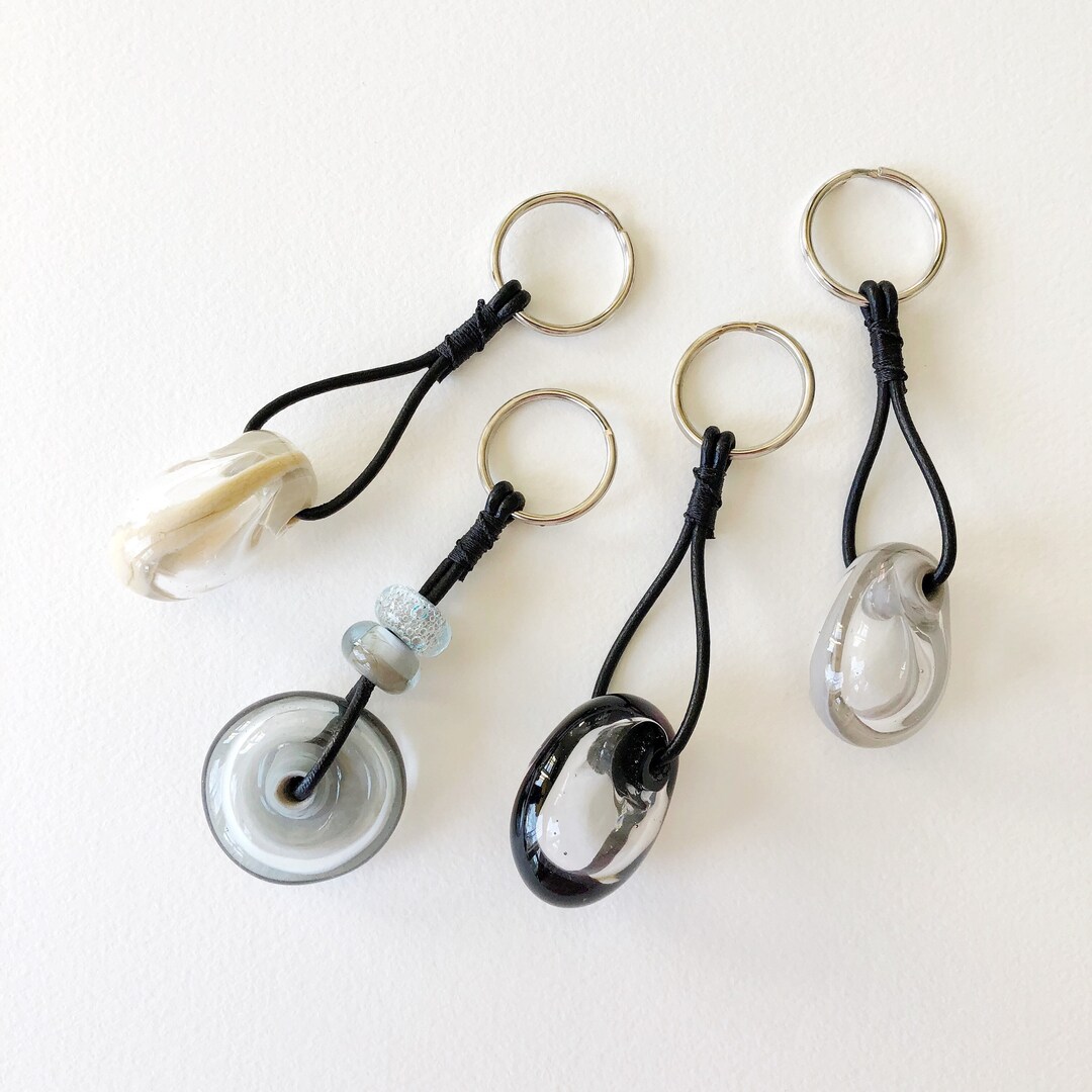 Grey, Black & Ivory Variations Large and Medium Hollow Drop Key Chains ...