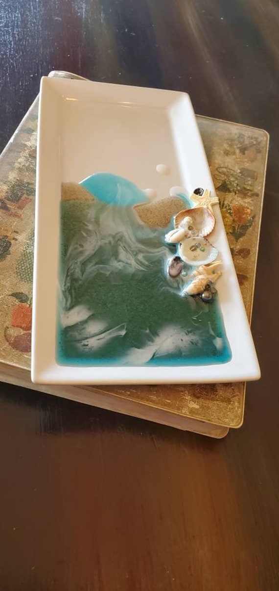 Resin and Shell Beach Themed Tray | Etsy