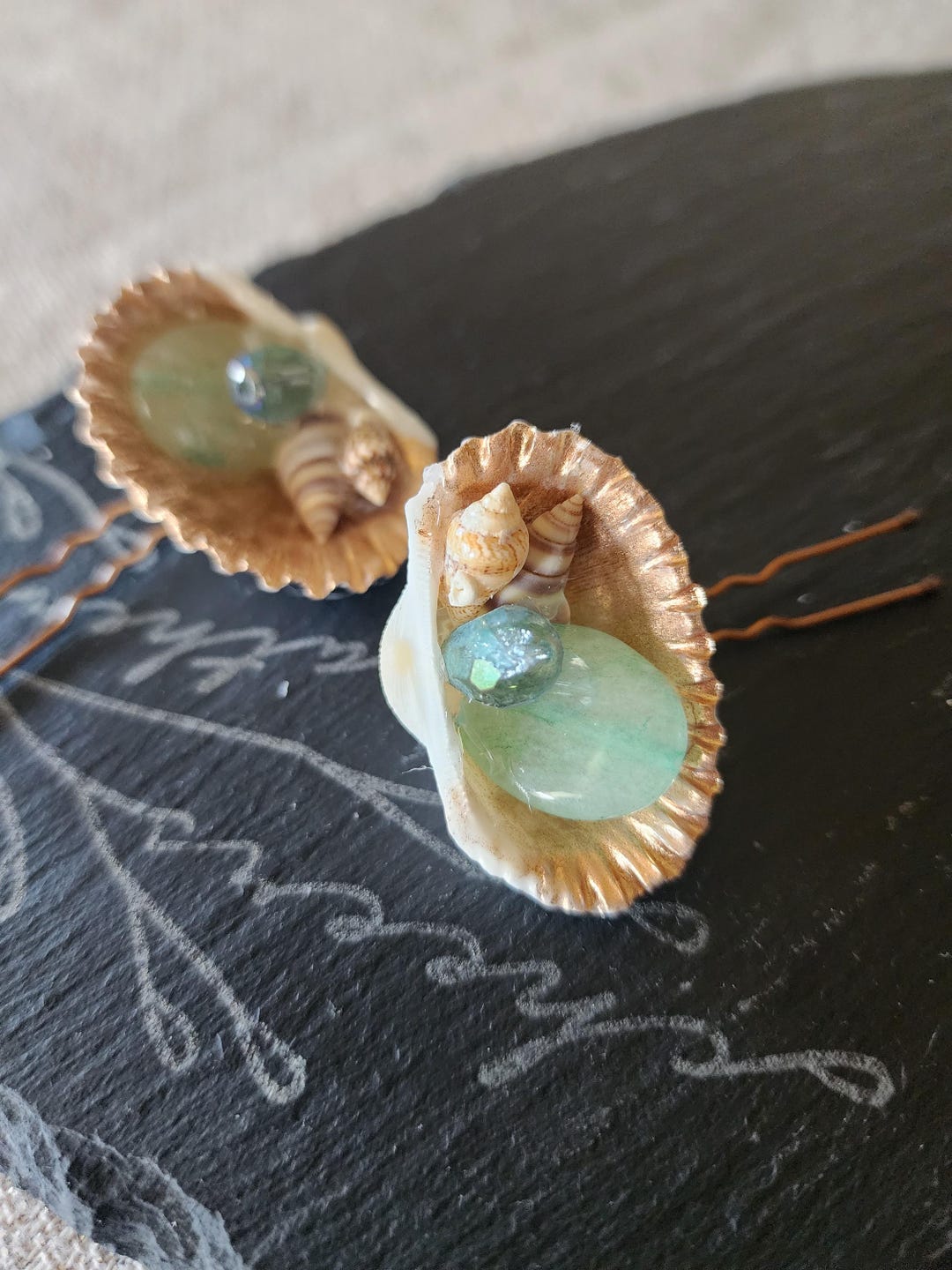 Hair Pins With Painted Shells - Beach Wedding - Flower Girl ...