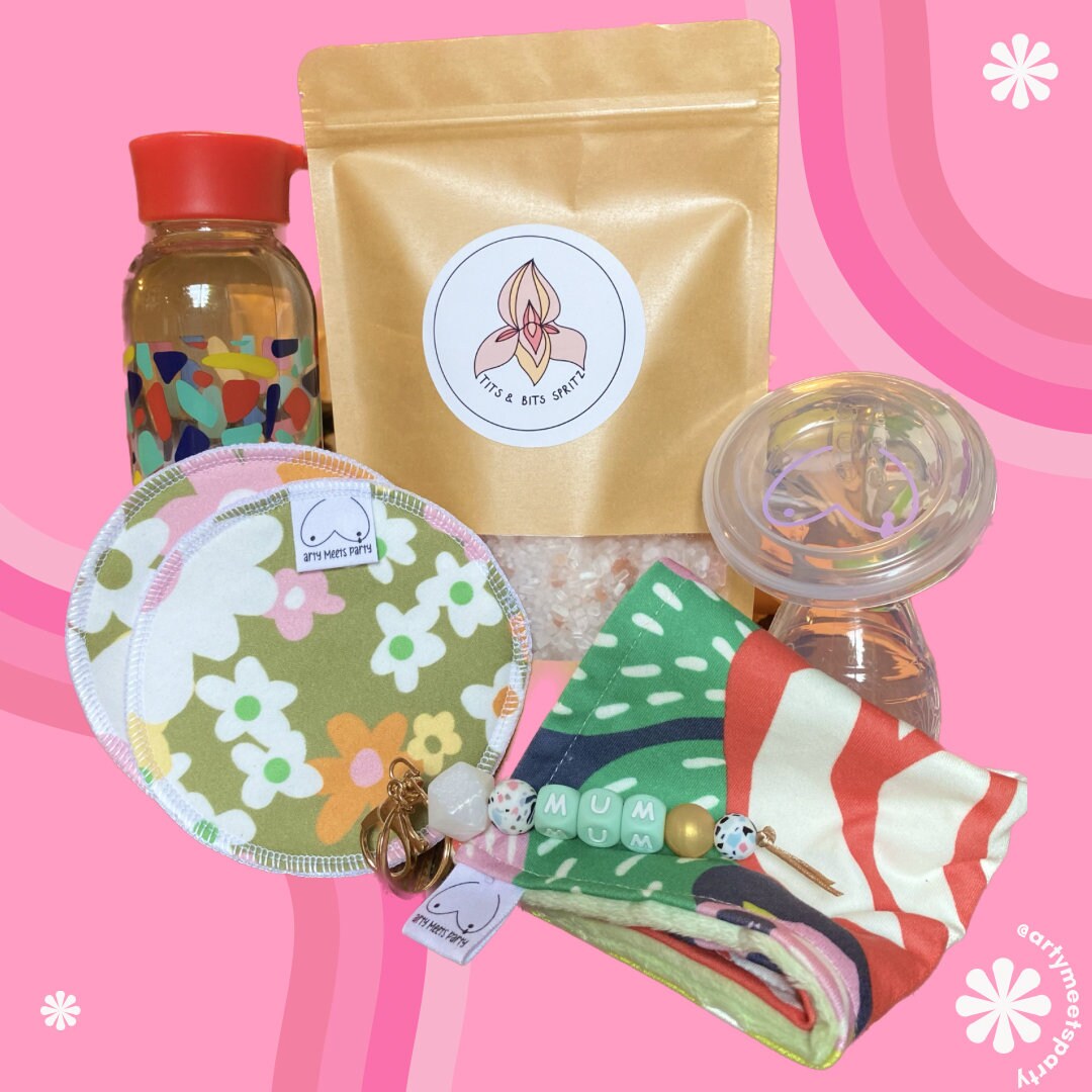 The Breastfeeding Box Boobie Breast Pads, Burp Cloth, Keyring, Bottle ...