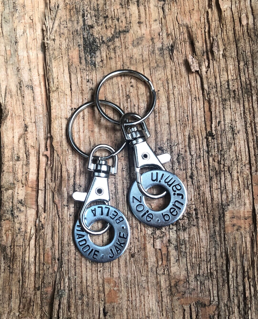 KID'S NAMES Keychain - Personalized One Washer Keychain - Father's Day ...