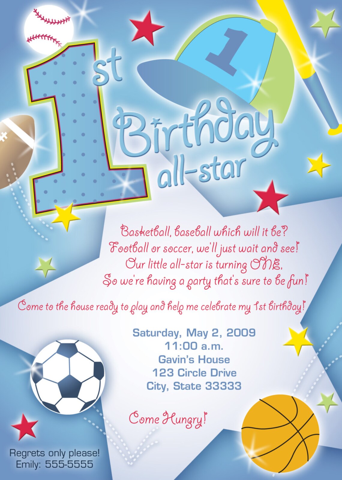 All-star Boy Customizable Birthday Invitation Digital - Etsy