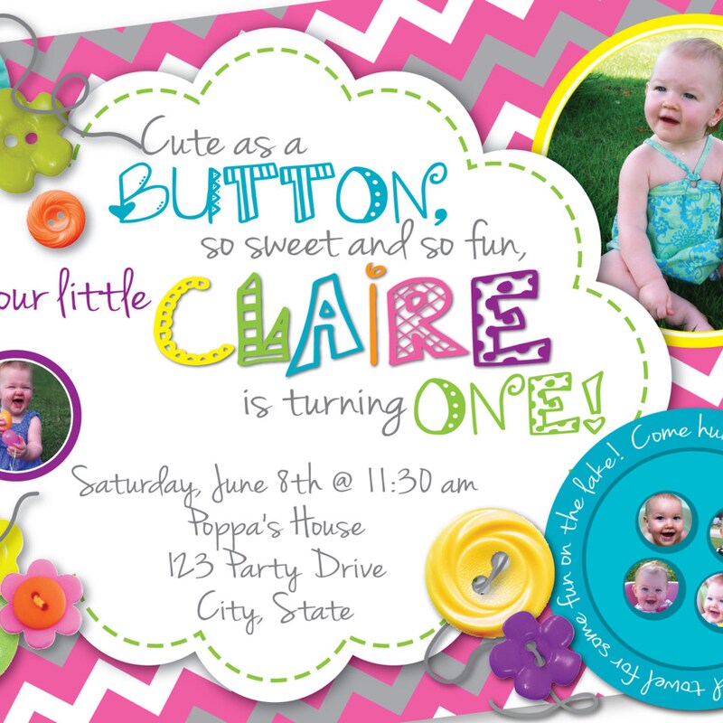 Button Invitation - Etsy