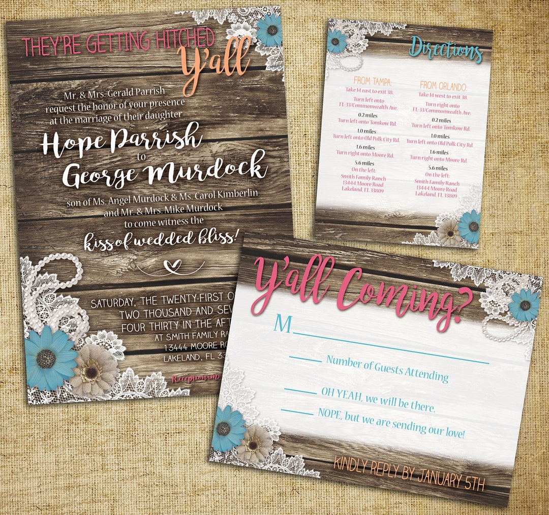 They're Getting' Hitched Y'all Shabby Chic Wood Lace Burlap ...