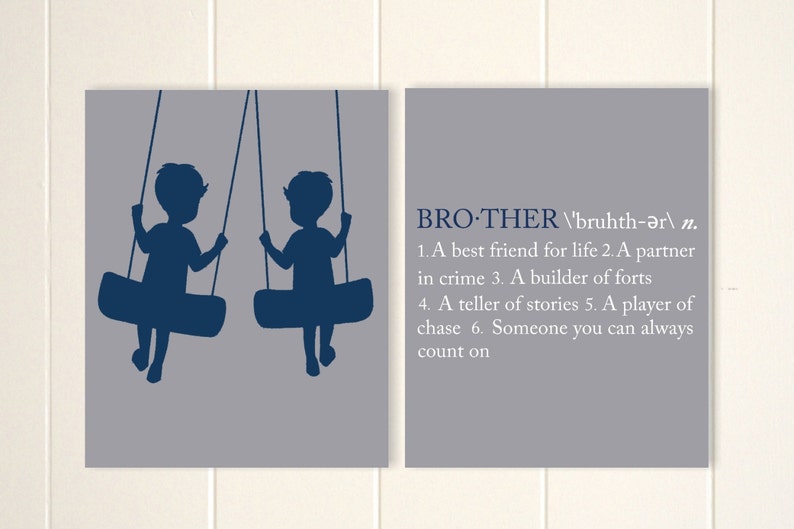 Brothers Wall Art Brothers Definition Shared Boys Room Wall - Etsy