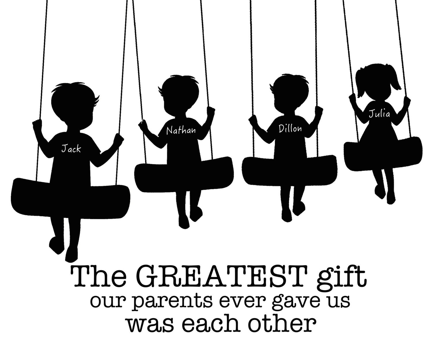 Three Siblings Wall Art Brothers and Sisters Multiple | Etsy