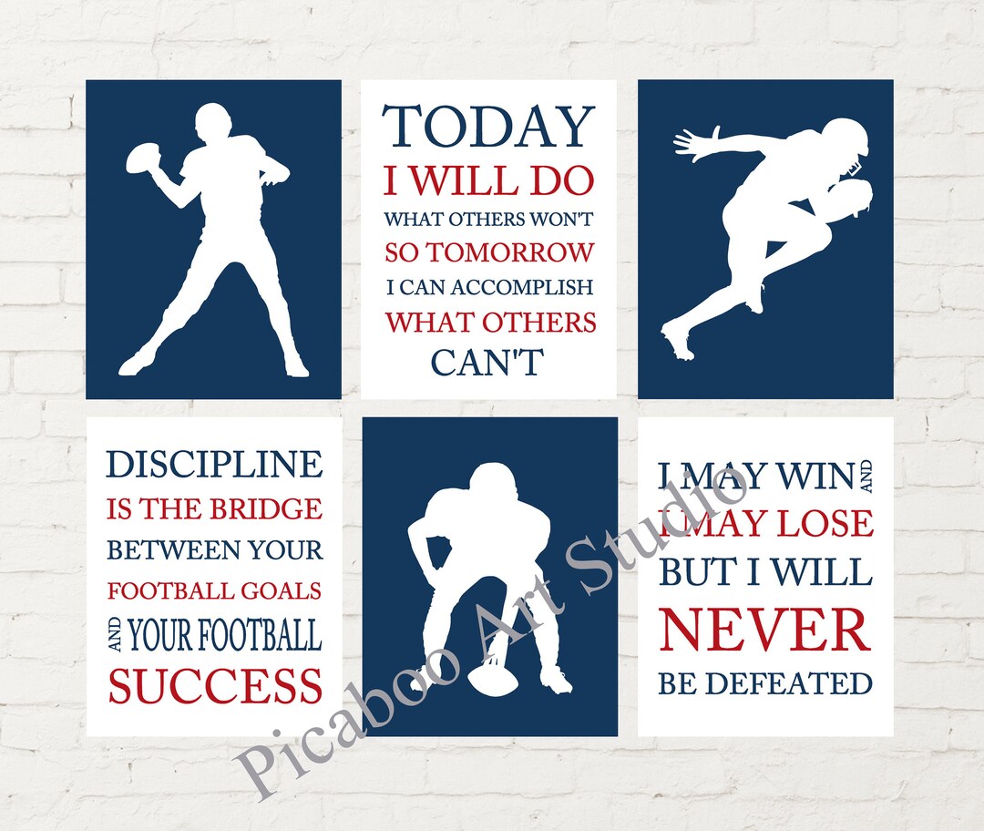Football Art Set, Football Prints, American Football Inspirational Art ...