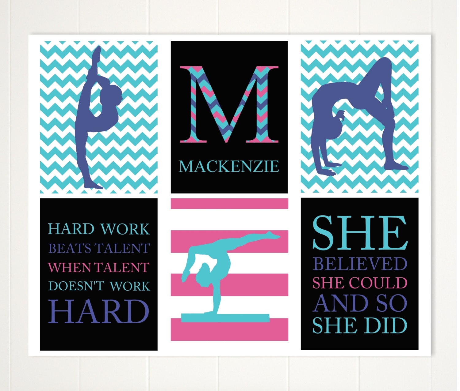 Collage gymnastics wall art little gymnast room decor | Etsy