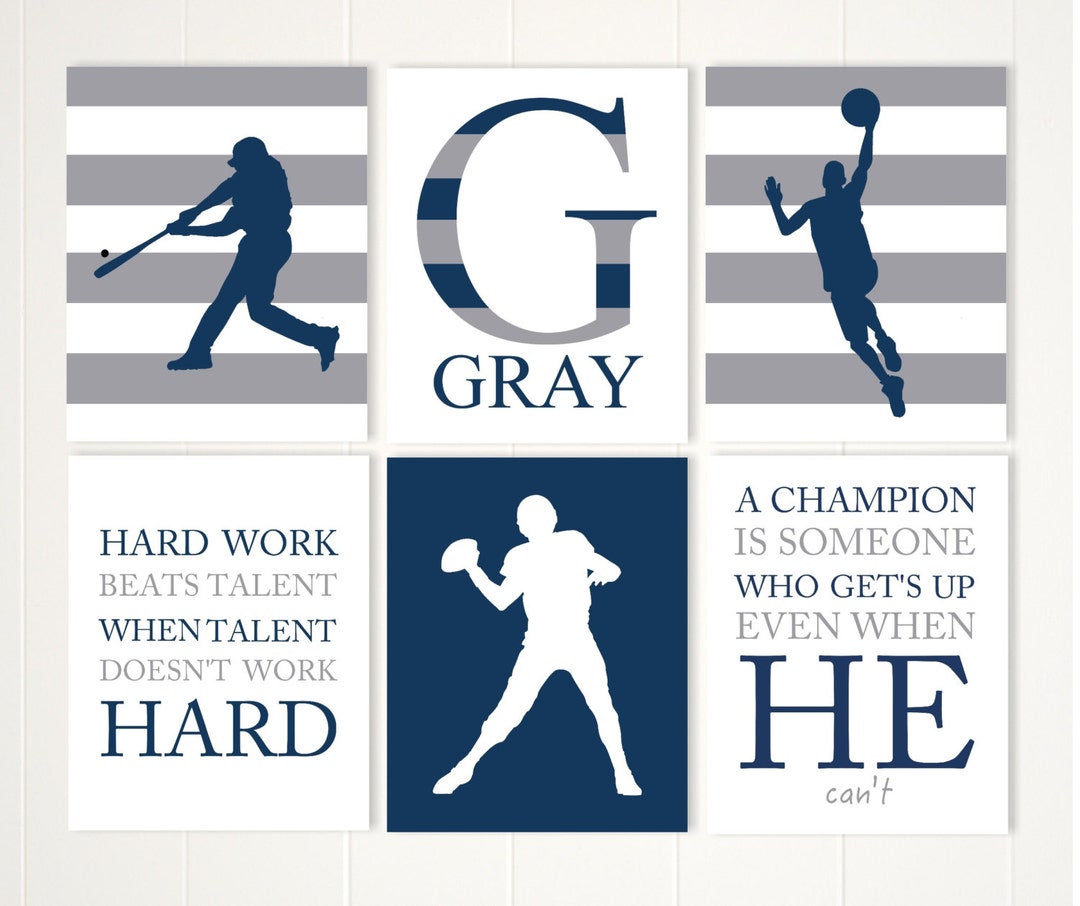 Football, Baseball, Basketball, Boys Room Wall Decor, Inspirational ...