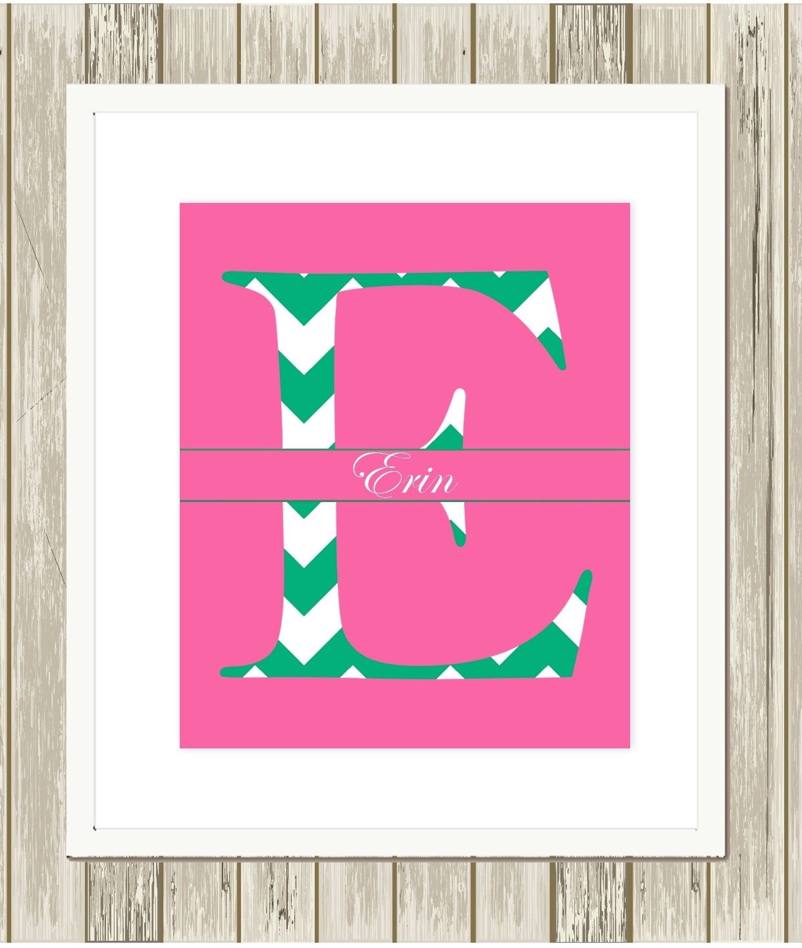 Girls Monogram Art Monogram Nursery Art Chevron Nursery - Etsy