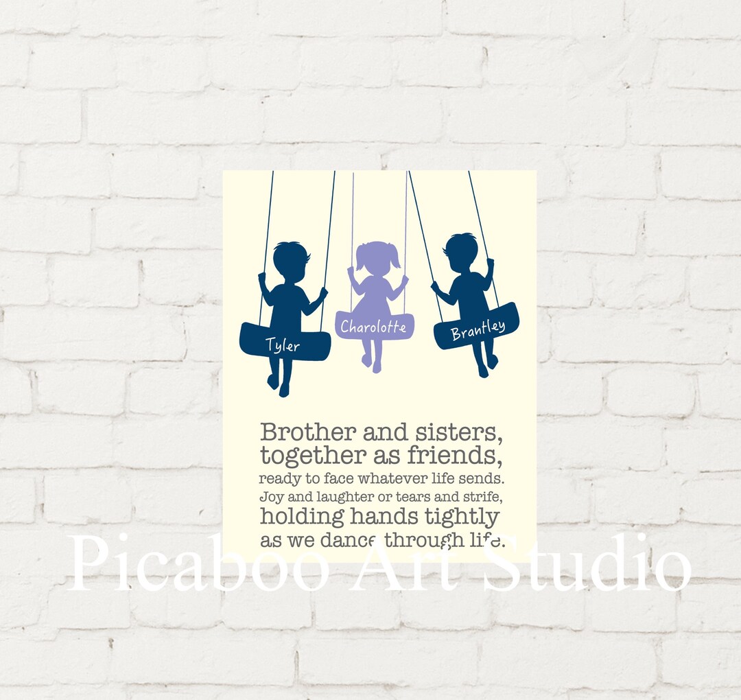 Multiple Siblings, Brothers and Sisters Wall Art, Sibling Quote ...