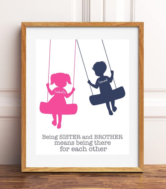 Brother and Sister Wall Art Siblings Art Shared Room Decor. - Etsy