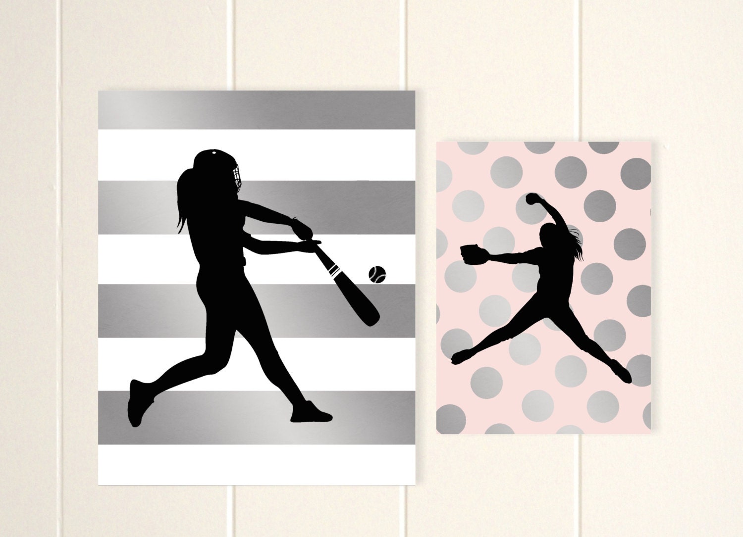 Softball batter girls art girls sports art softball girls | Etsy