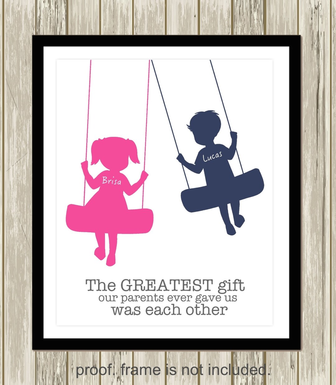 Brother and Sister Wall Art, Siblings Art, Personalized Kids Art, Kids ...