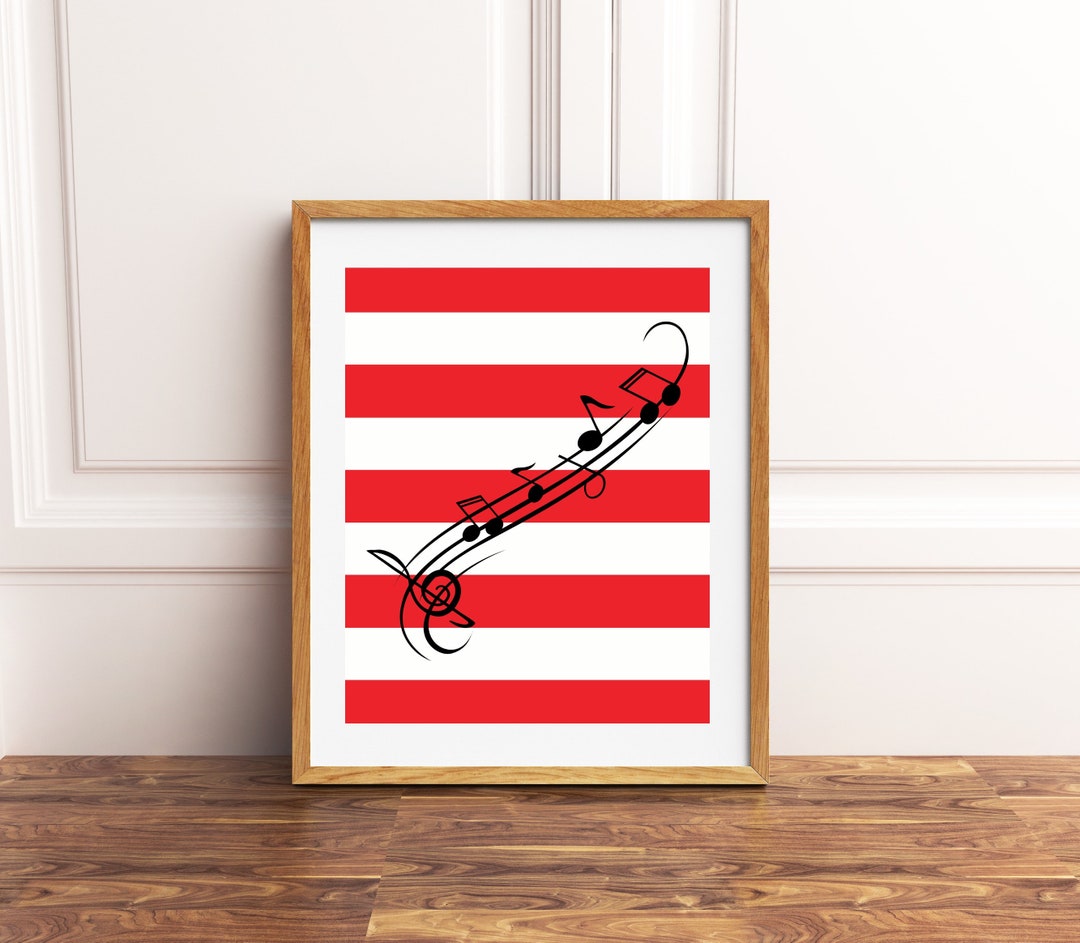 Instant Download, Red and Black Room Decor, Musical Notes, Musician ...
