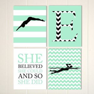 Swimmer Wall Art Backstroke Butterfly Swimmer Girl Swimmer - Etsy