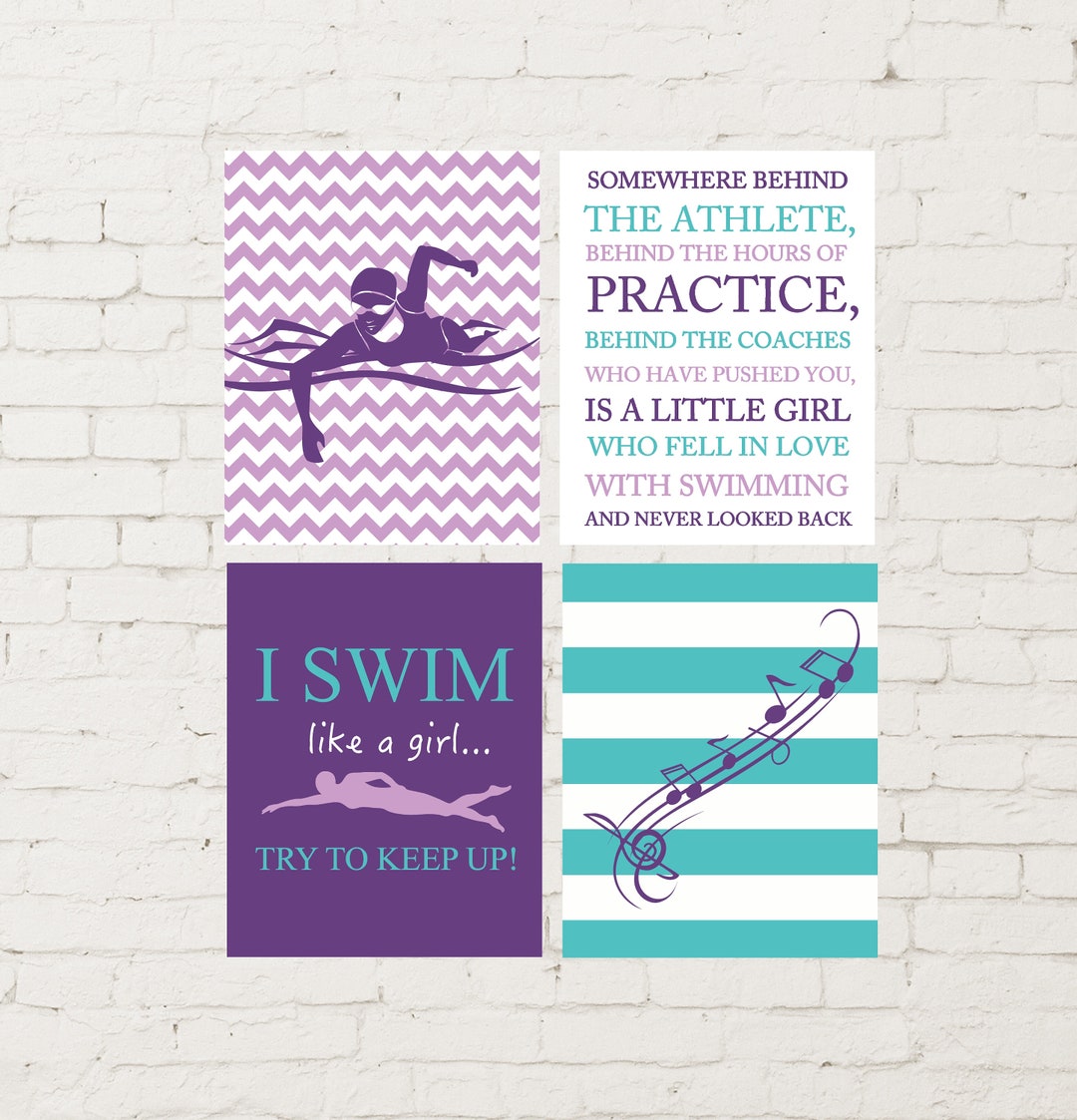 Freestyle Swimmer, Female Swimmer, Musical Notes, Musician Gift Idea, I ...