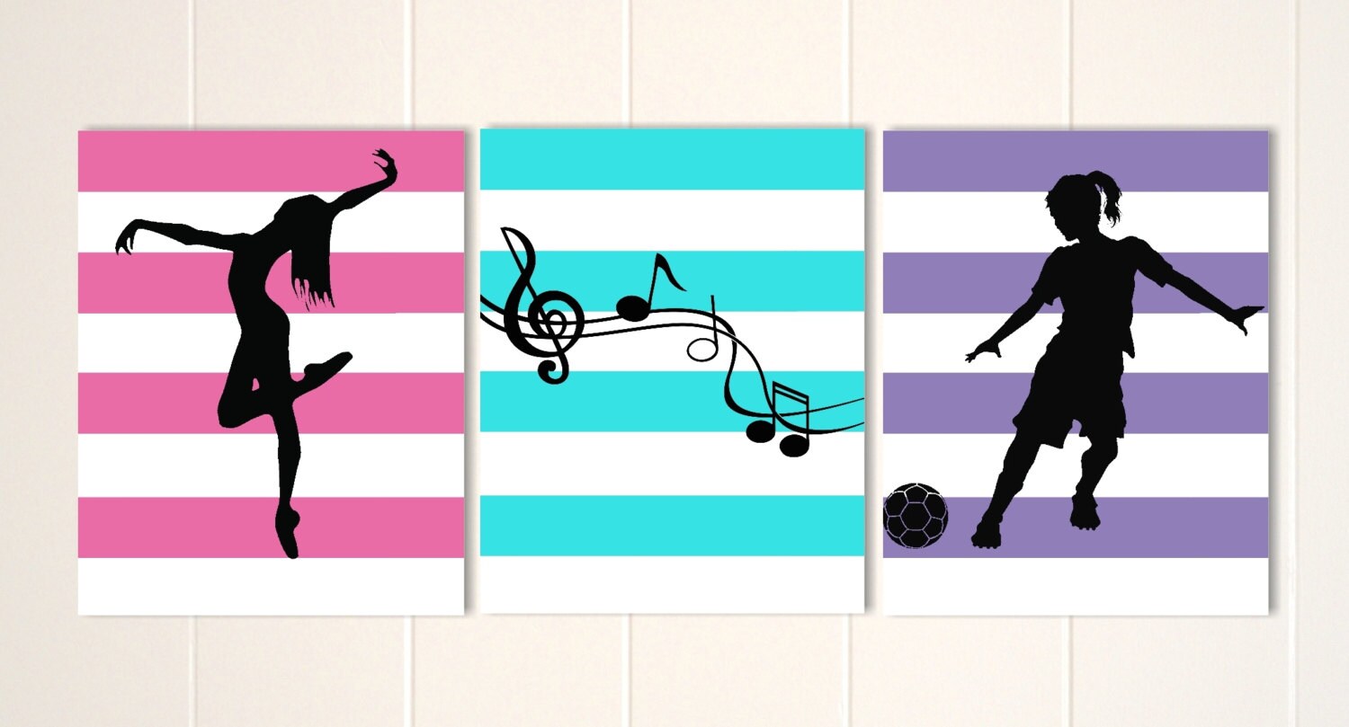 Girls Wall Art Musical Notes Wall Art Pre Teen Girl Art | Etsy