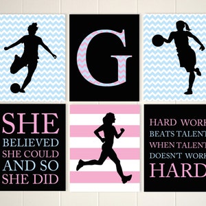 Soccer Girl, Track Runner Girl Wall Art, Basketball Girl Art, Girls ...