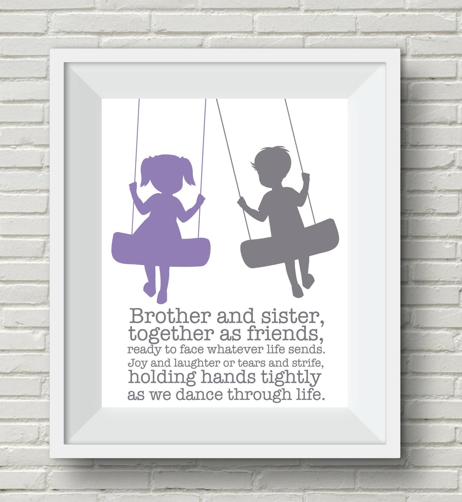 Sister and Brother Wall Art, Siblings Art, Personalized Kids Art ...