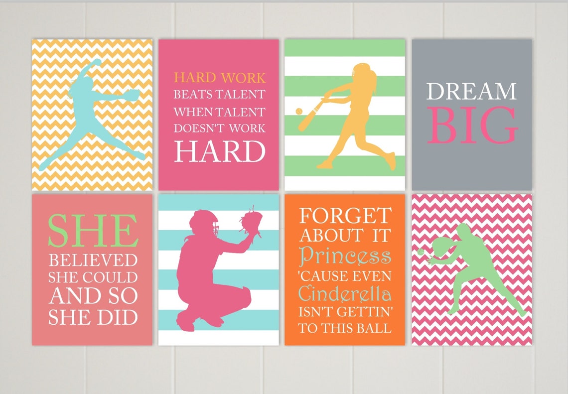 Softball Wall Art Softball Room Decor Girls Room Wall Art - Etsy