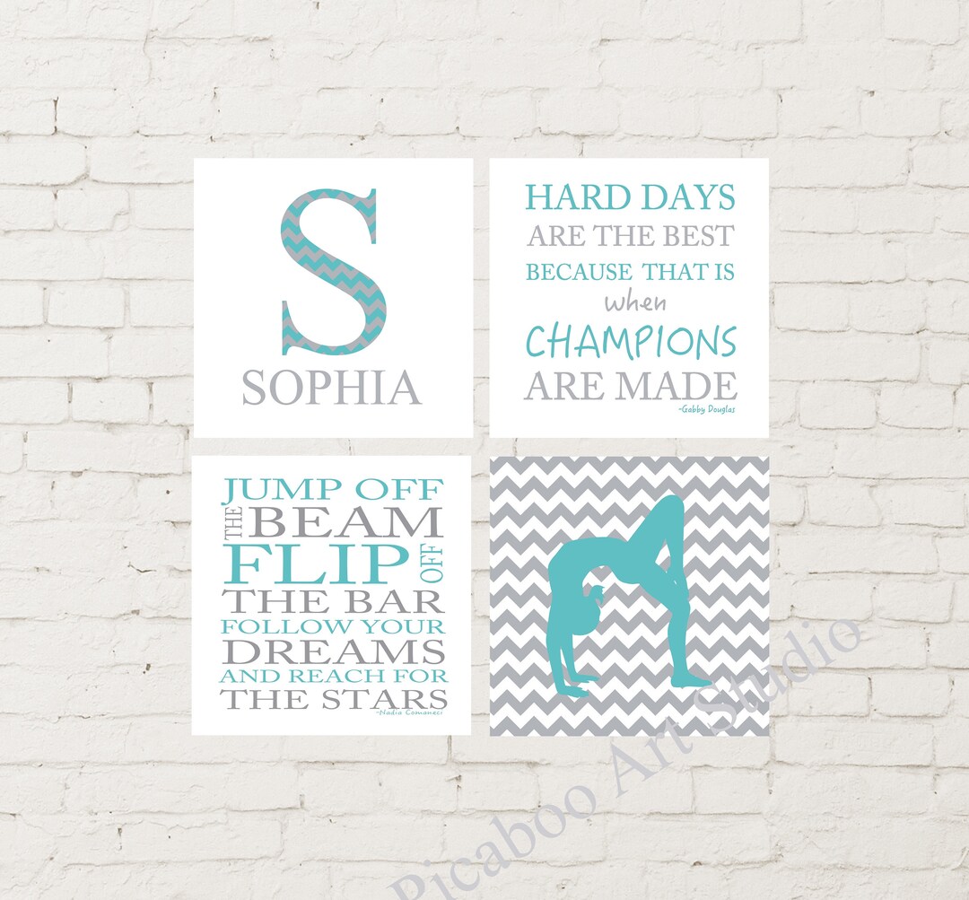 Gymnast Gift, Gymnastics Art Prints, Monogram Wall Art, Gymnasts ...