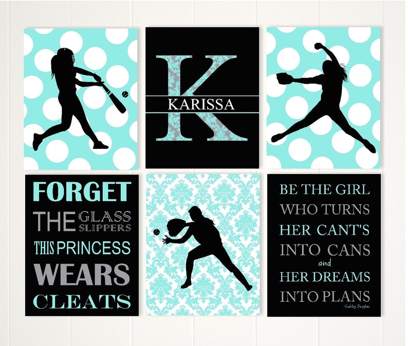 Girls Sports Art Softball Wall Art Softball Girls Room | Etsy
