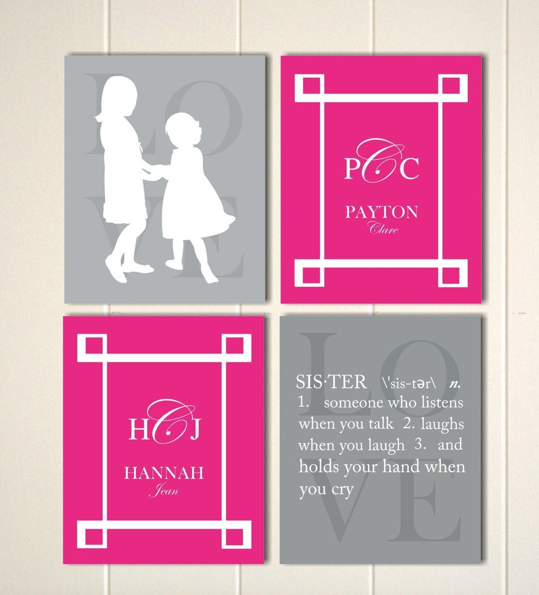 Girls Wall Art, Sisters Art, Sister, Monogram, Girl Monogram Art ...