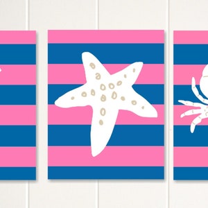 Nautical Nursery Art, Baby Girl Nursery, Seahorse, Crab, Sea Star ...