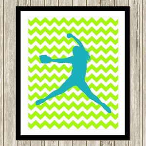 Tween Girl Wall Art, Teen Girl Gift Idea, Softball Pitcher, Girls ...