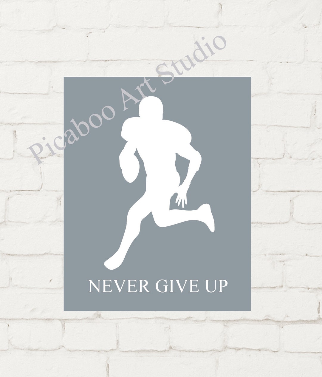 Never Give Up Football Art Print Football Player Football - Etsy