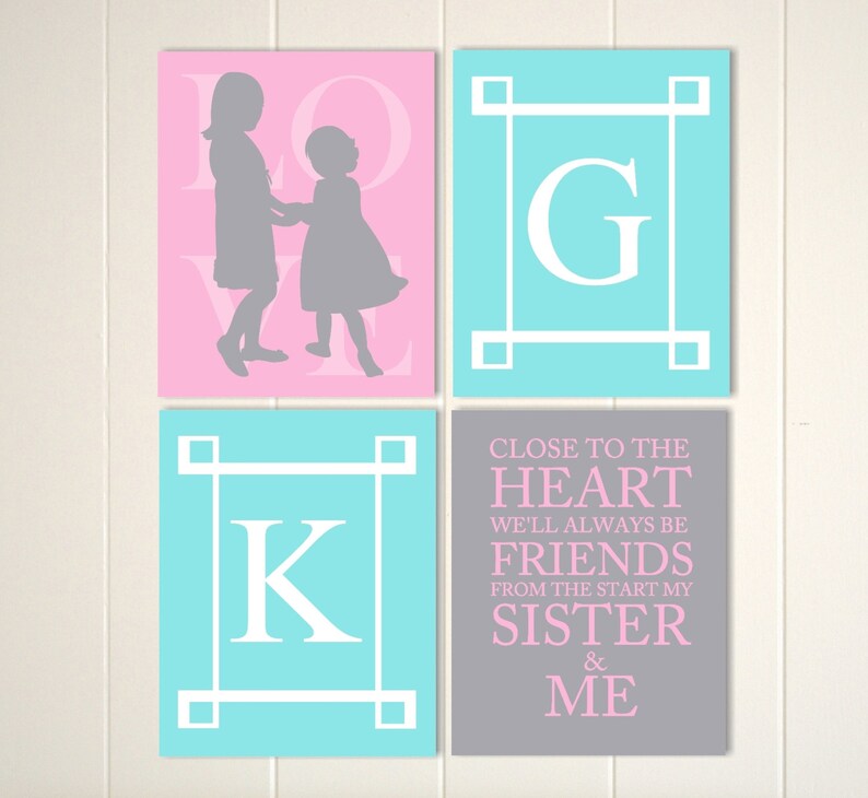 Siblings Art Girls Art Sisters Wall Art Children Wall Art - Etsy