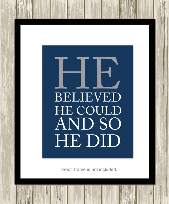 He Believed He Could and so He Did Typography Art Sports | Etsy