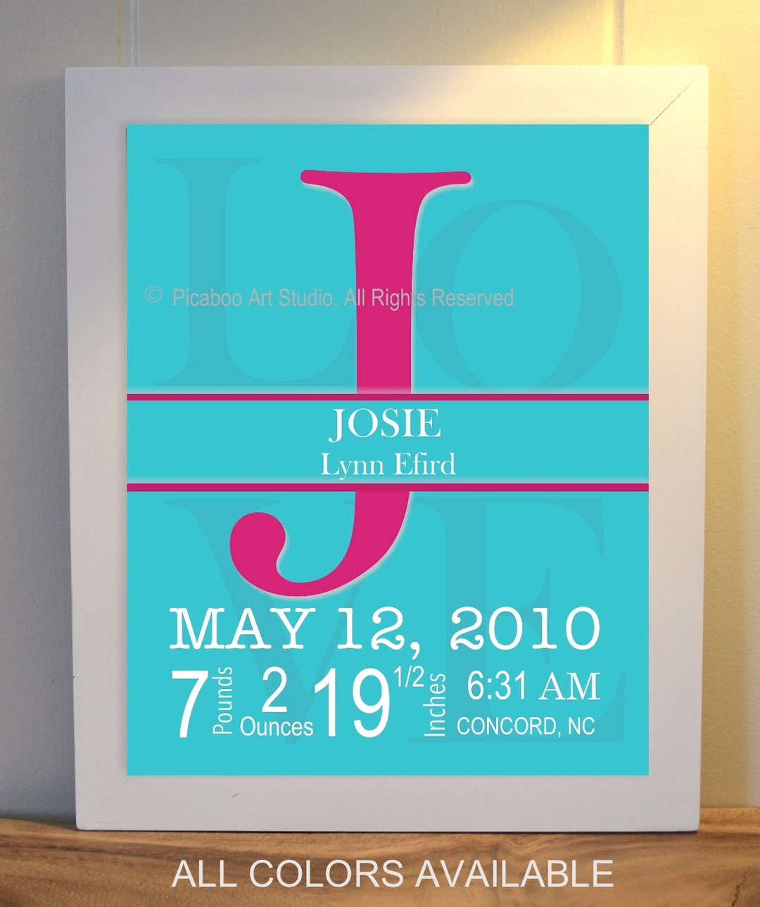 Monogram Nursery Art, Baby Boy Nursery, Monogram, Birth Details, Baby ...