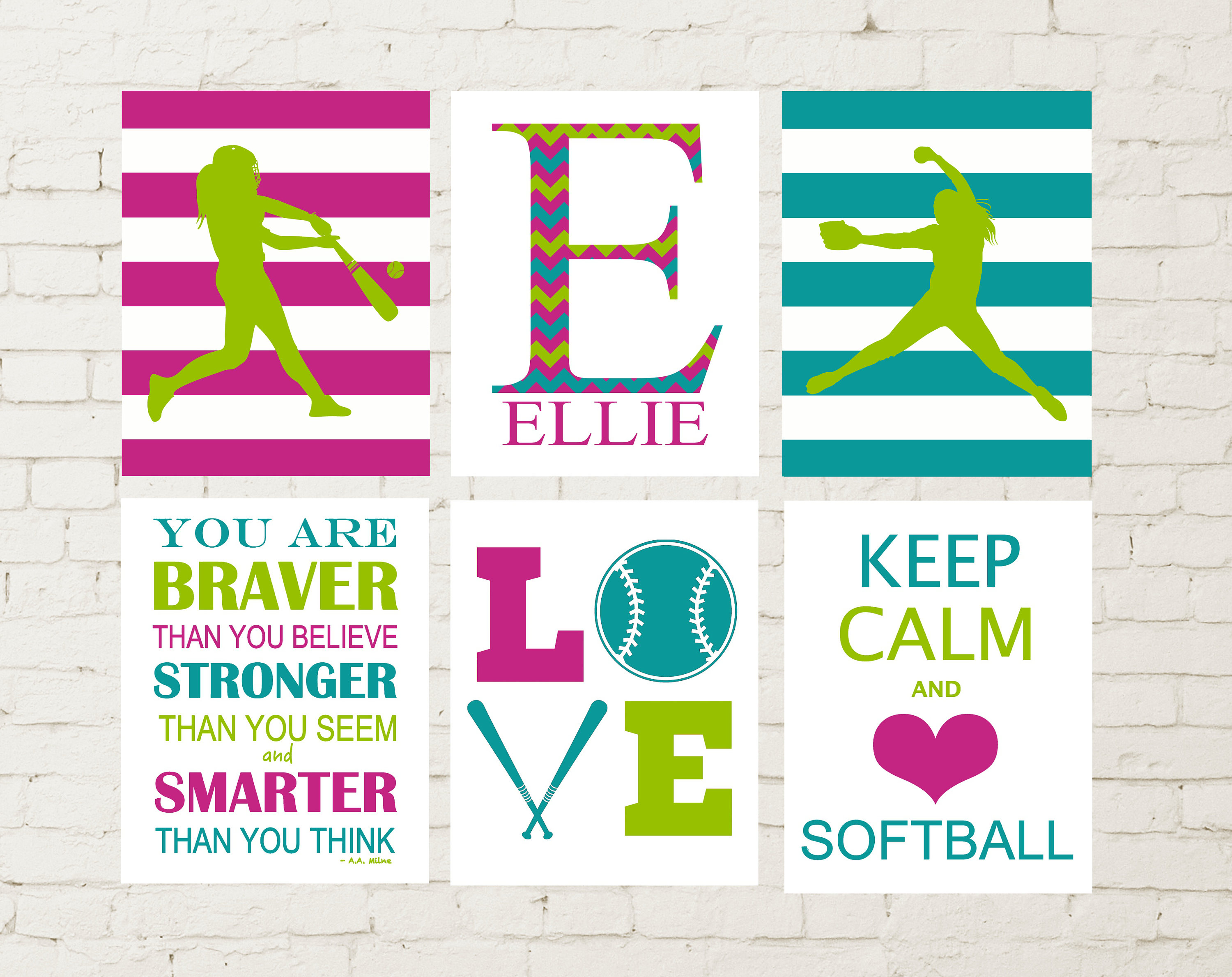 Softball wall art softball room wall decor softball batter | Etsy