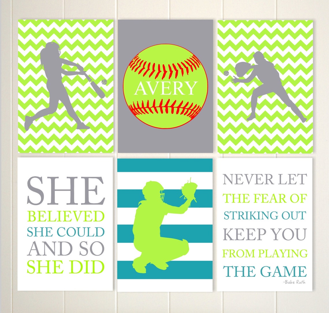 Softball Wall Art Softball Room Decor Gift for Teen Girl - Etsy