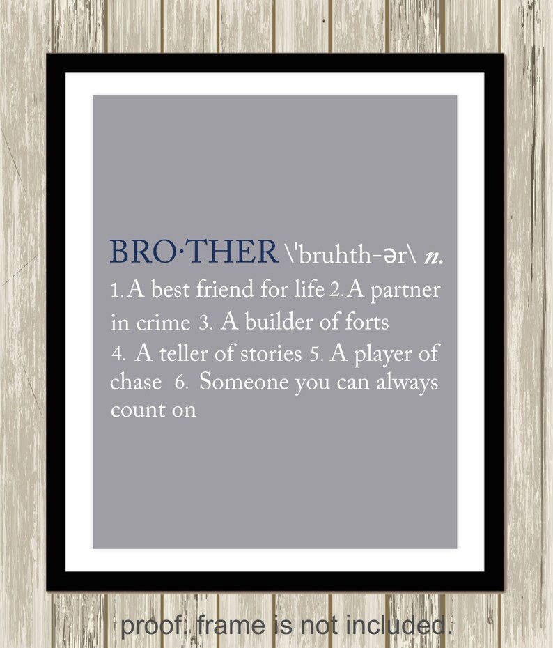 Brothers Wall Art Brothers Definition Shared Boys Room Wall - Etsy