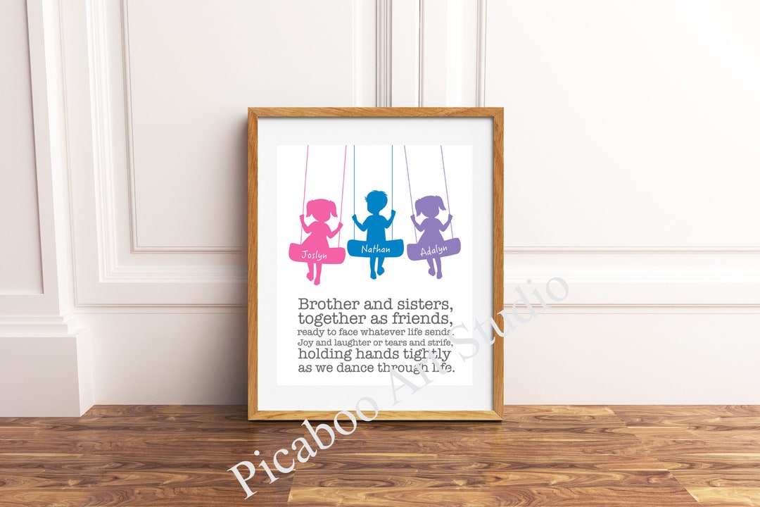 Siblings Art, Shared Spaces Decor, 3 Siblings, Sisters and Brother ...