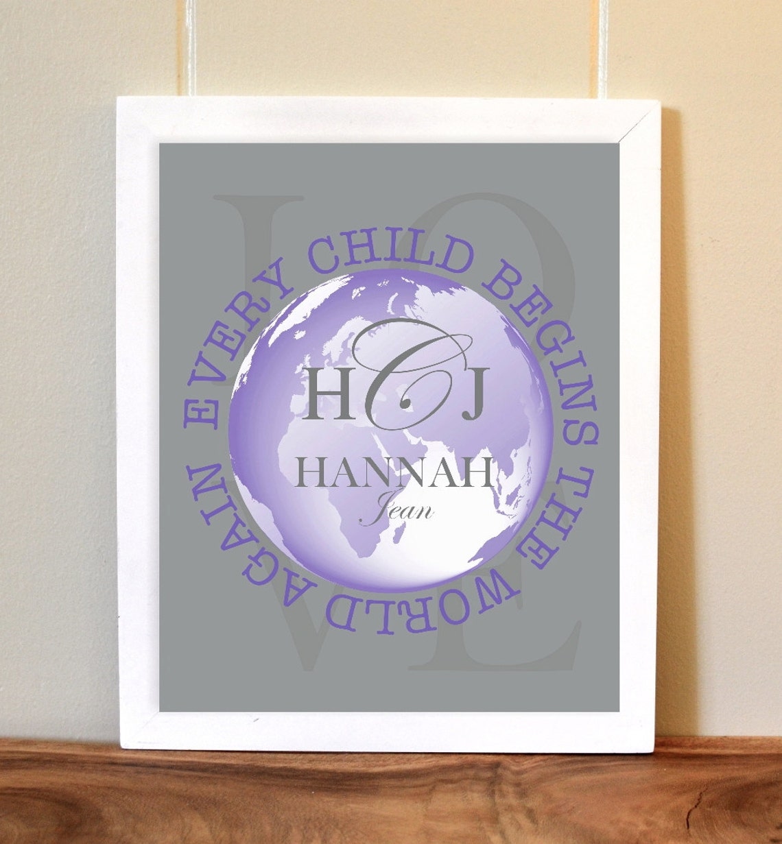 Map Nursery Art World Map Baby Girl Nursery Baby Monogram - Etsy