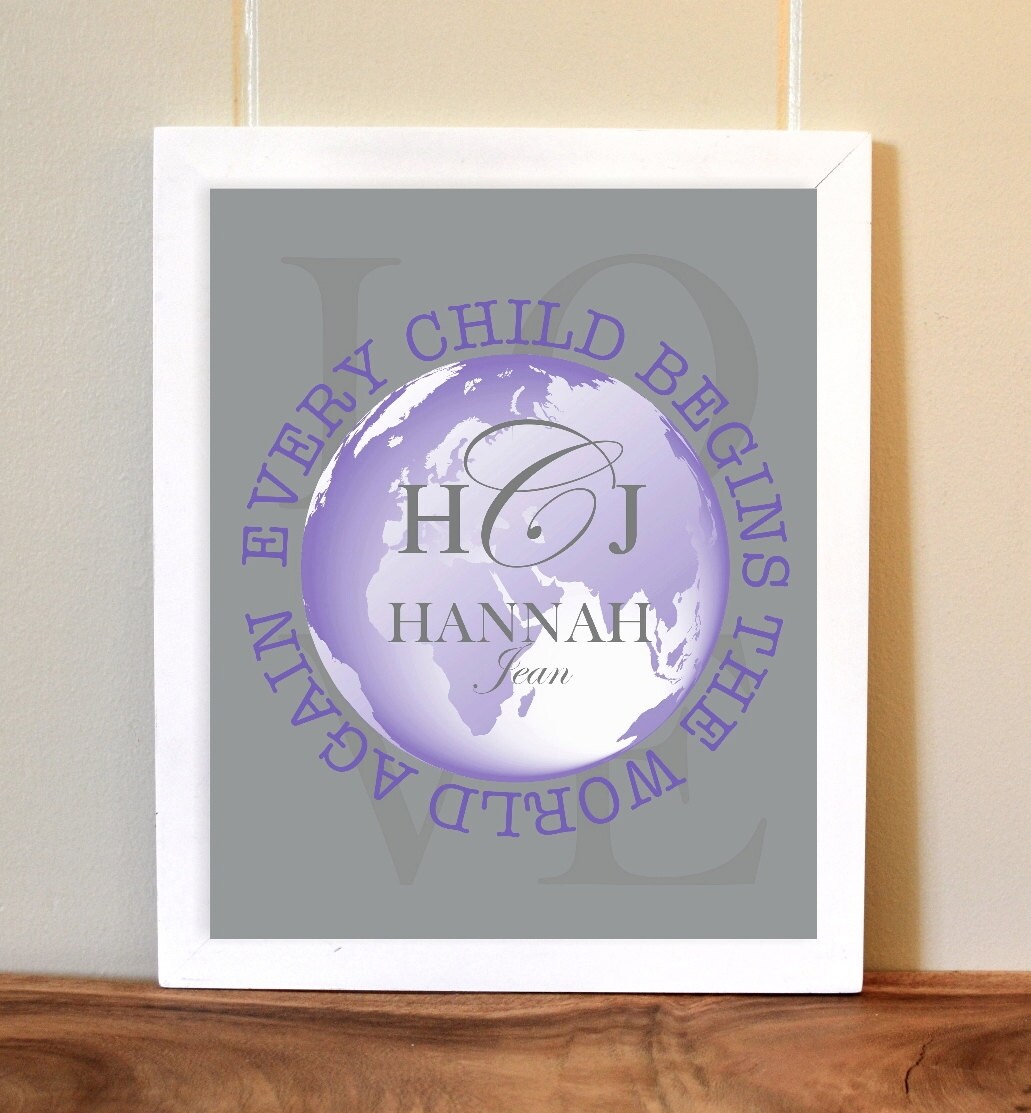 Map Nursery Art World Map Baby Girl Nursery Baby Monogram | Etsy