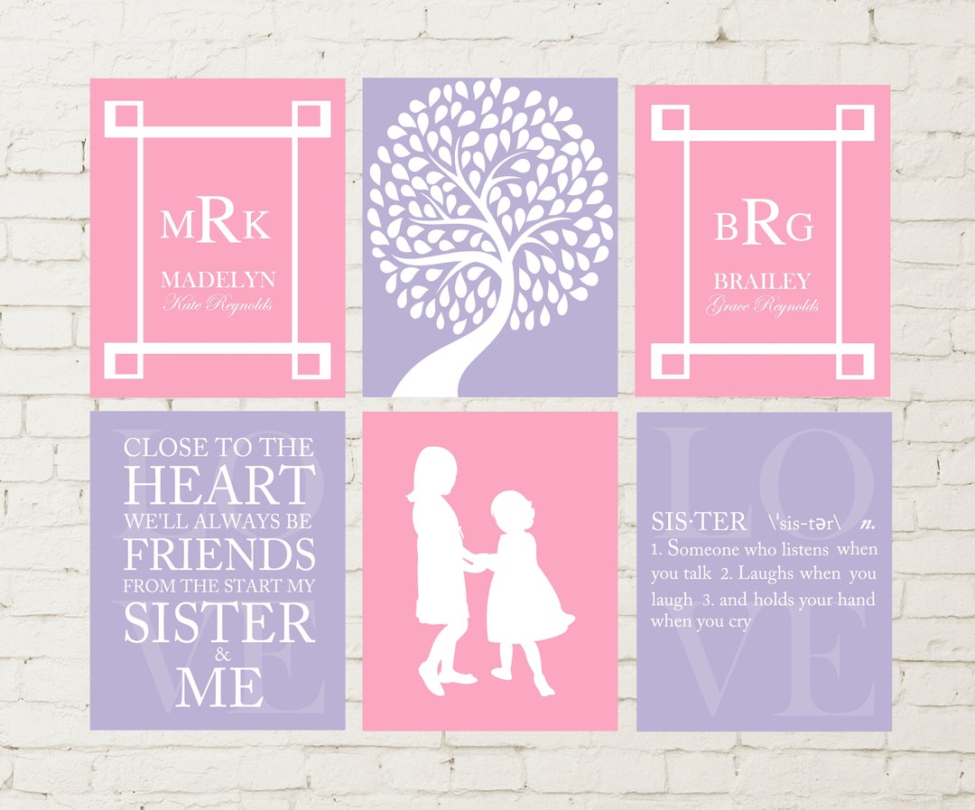 Sisters Wall Art, Girls Wall Art, Siblings Wall Art, Shared Room Art ...