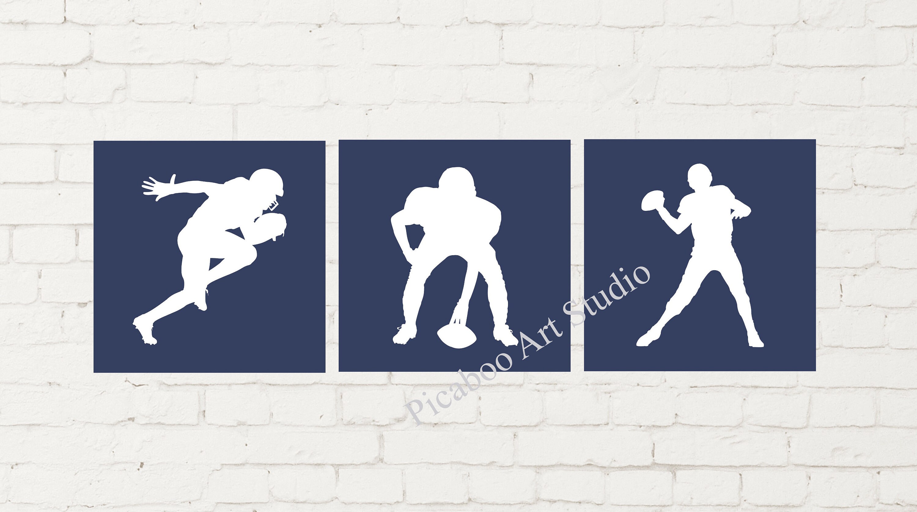 Boys football theme room decor football wall art navy boys | Etsy